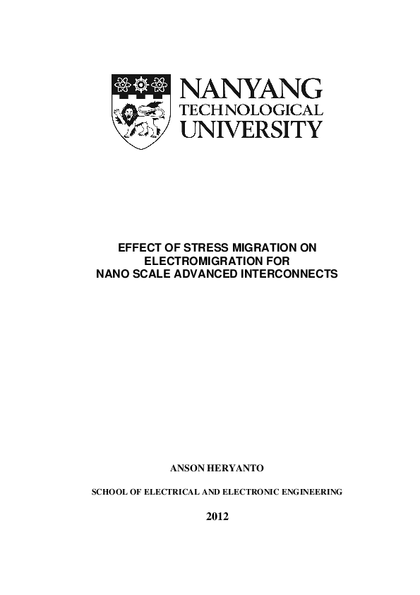 Pdf Effect Of Stress Migration On Electromigration For Nano Scale