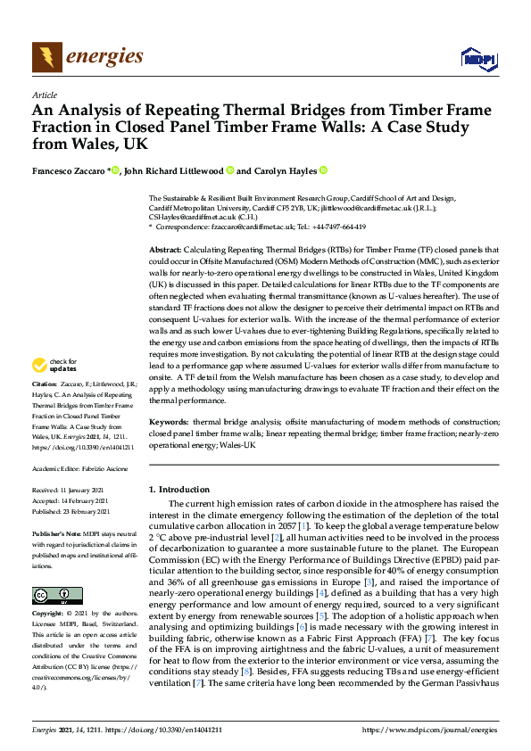 (PDF) An Analysis of Repeating Thermal Bridges from Timber Frame ...