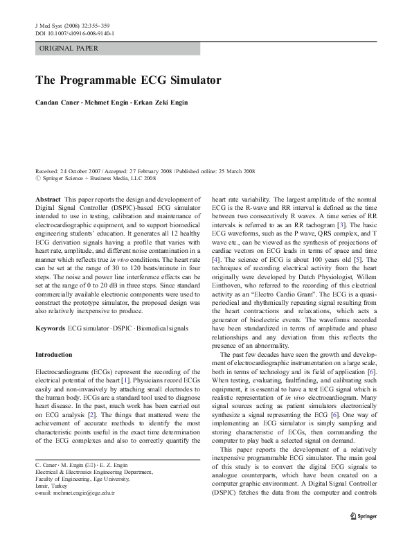 (PDF) The Programmable ECG Simulator