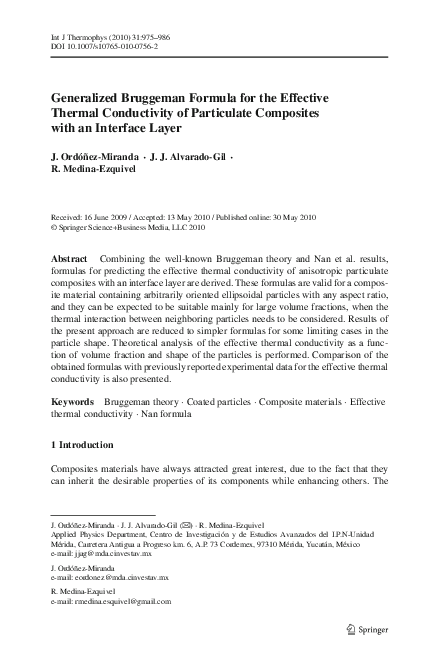 (PDF) Generalized Bruggeman Formula for the Effective Thermal ...