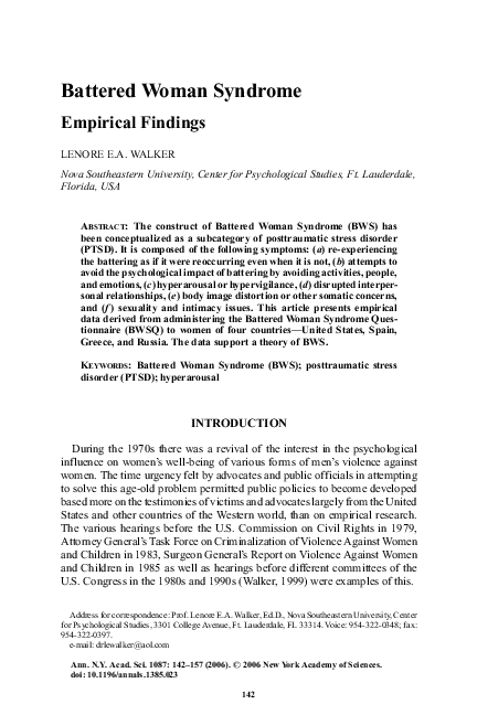 (PDF) Battered Woman Syndrome: Empirical Findings