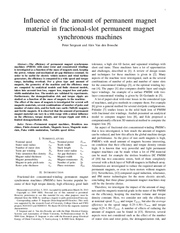 (PDF) Influence of the Amount of Permanent-Magnet Material in ...
