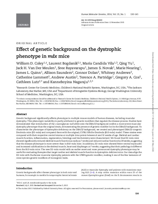 (PDF) Effect of genetic background on the dystrophic phenotype in mdx mice