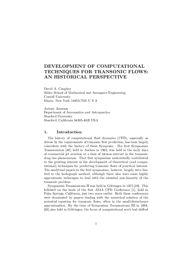 (PDF) Development of Computational Techniques for Transonic Flows: An ...