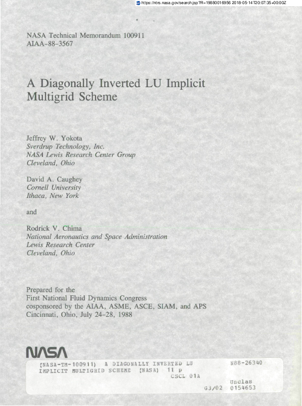 Pdf A Diagonally Inverted Lu Implicit Multigrid Scheme