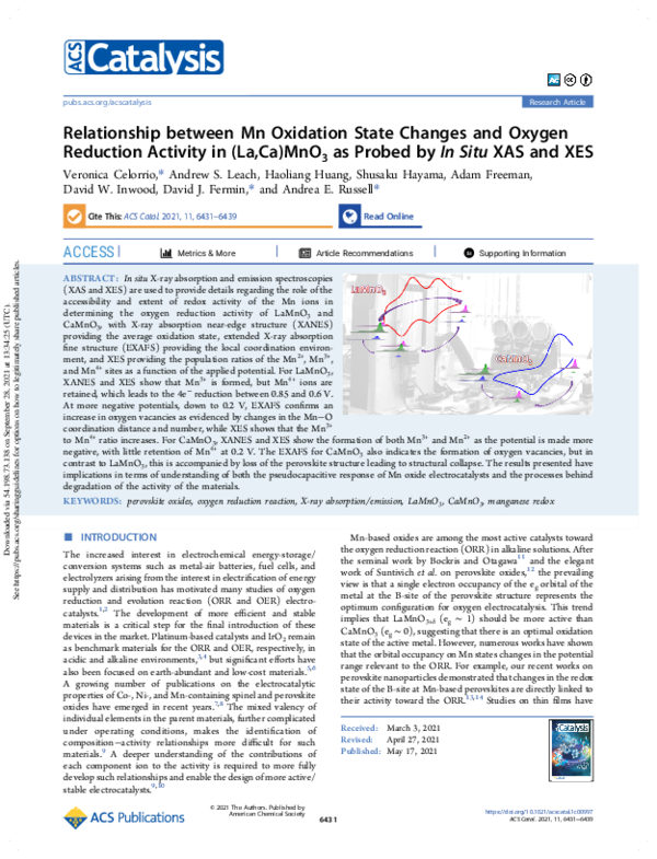 (PDF) Relationship between Mn Oxidation State Changes and Oxygen ...