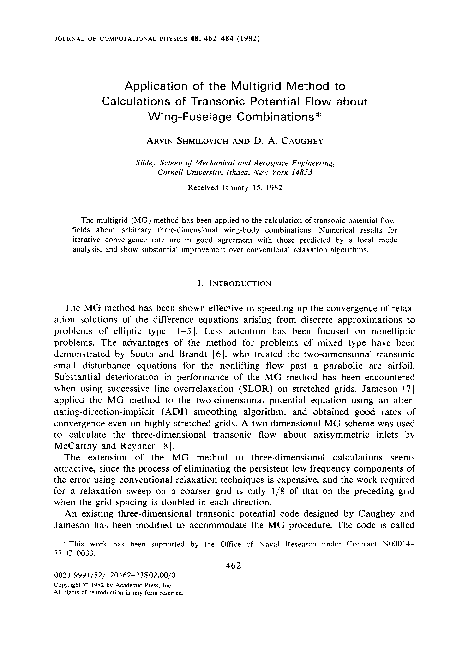 Pdf Application Of The Multigrid Method To Calculations Of Transonic Potential Flow About Wing