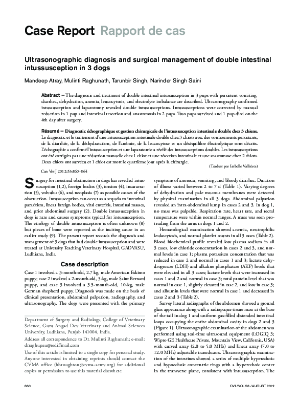 (PDF) Ultrasonographic diagnosis and surgical management of double ...