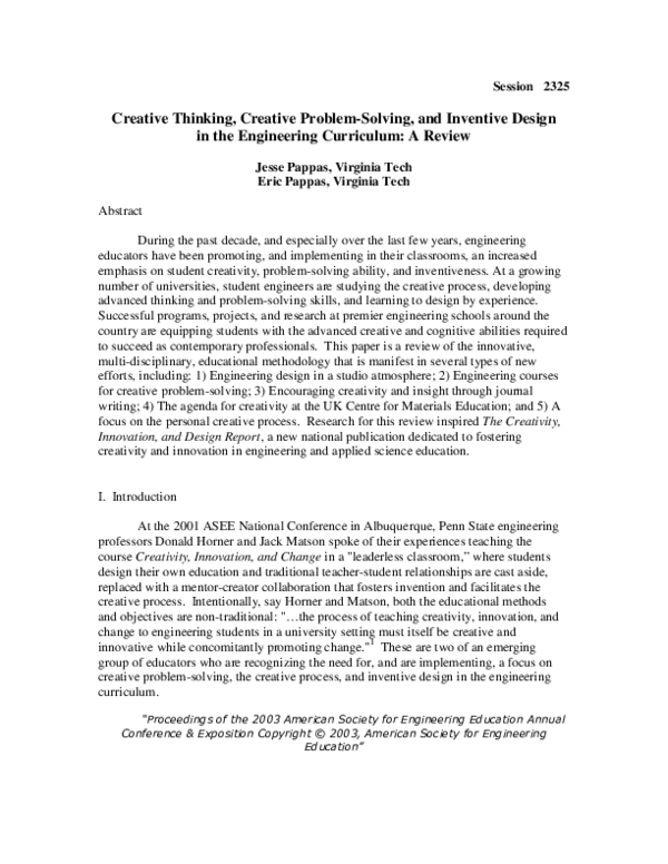 (PDF) Creative Thinking, Creative Problem-Solving, and Inventive