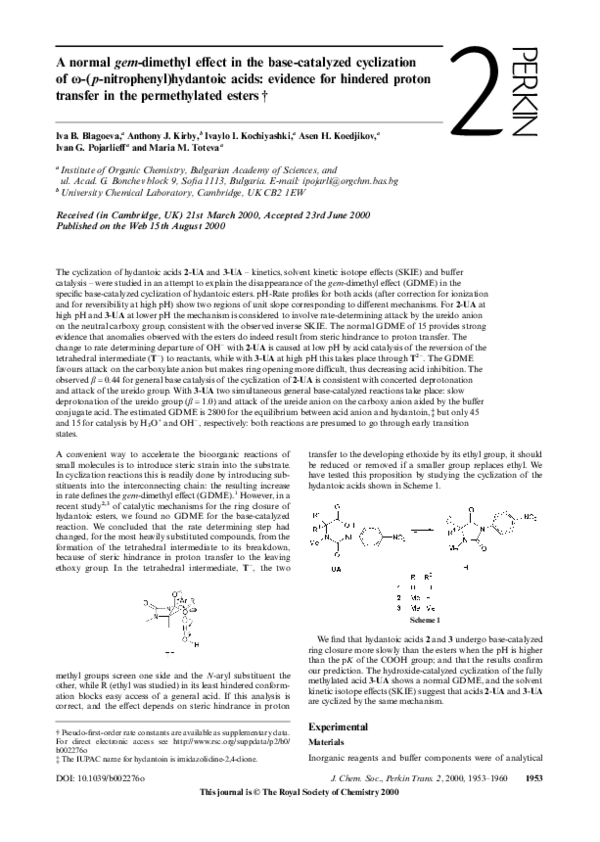 (PDF) A normal gem-dimethyl effect in the base-catalyzed cyclization of ...