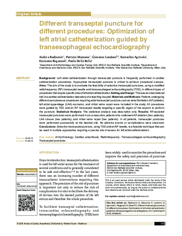 (PDF) Different transseptal puncture for different procedures ...