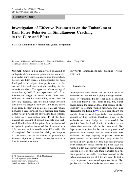 (PDF) Investigation of Effective Parameters on the Embankment Dam ...