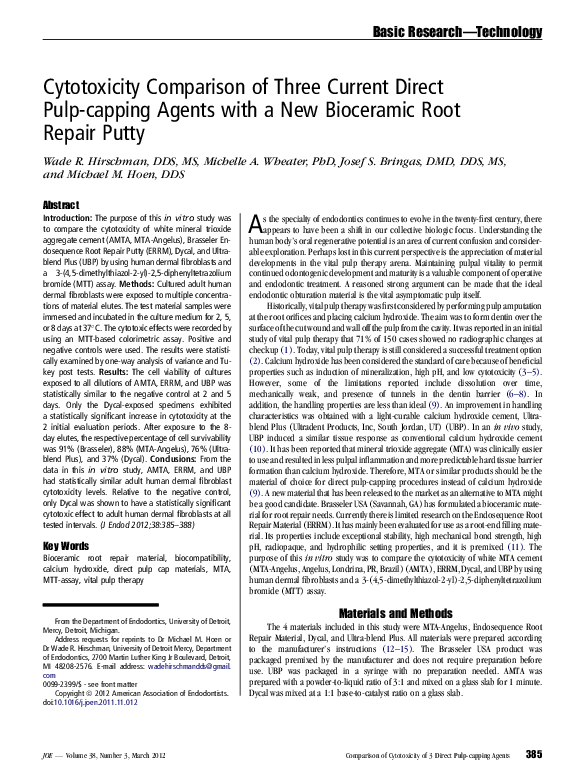 (PDF) Cytotoxicity Comparison of Three Current Direct Pulp-capping ...