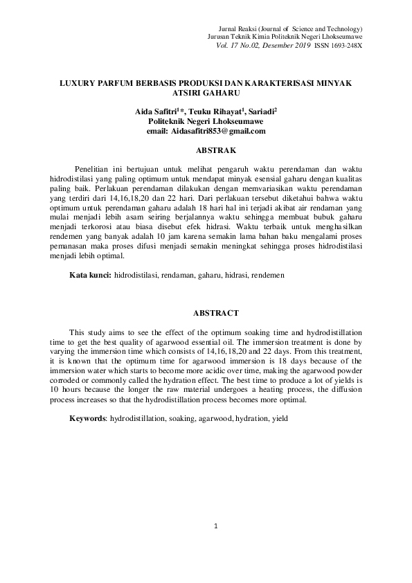 (PDF) Luxury Parfum Berbasis Produksi Dan Karakterisasi Minyak Atsiri ...