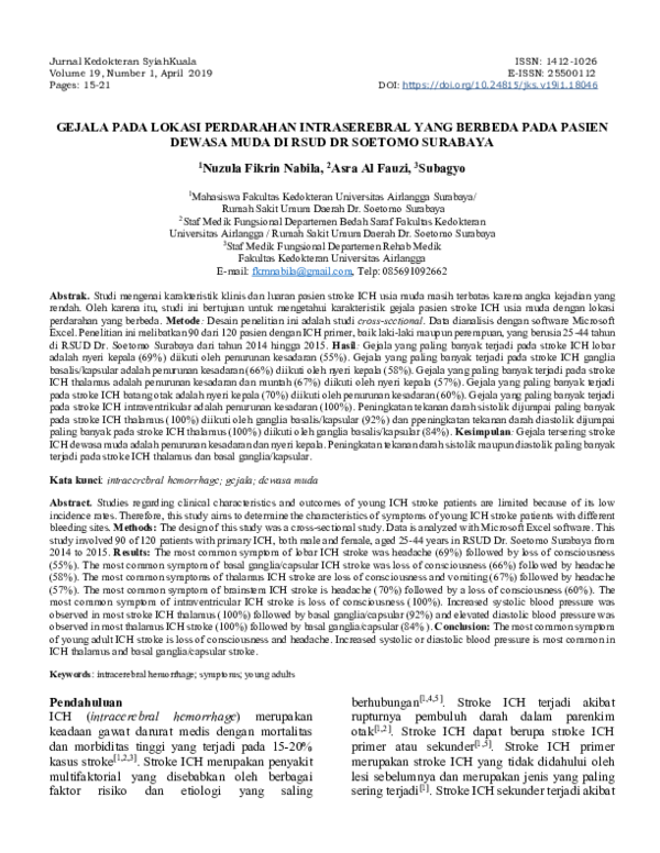 (PDF) Gejala Pada Lokasi Perdarahan Intraserebral Yang Berbeda Pada ...