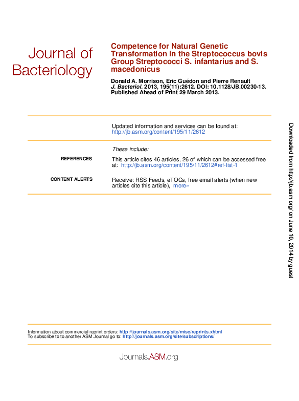 (PDF) Competence for Natural Genetic Transformation in the ...