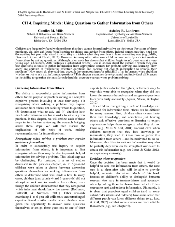 (PDF) Inquiring minds: Using questions to gather information from others