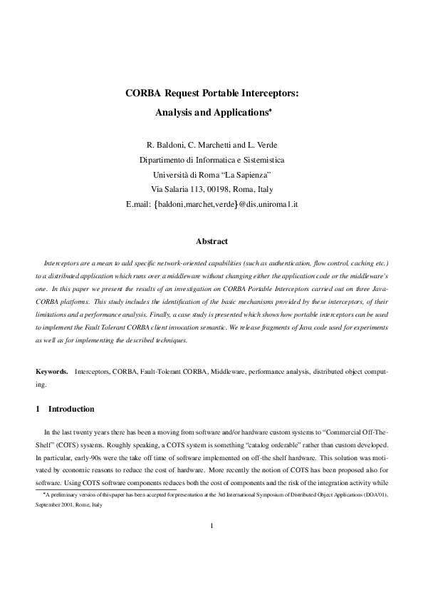 (PDF) CORBA Request Portable Interceptors