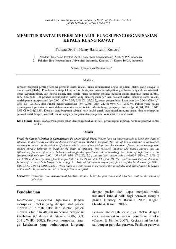 (PDF) Memutus Rantai Infeksi melalui Fungsi Pengorganisasian Kepala ...
