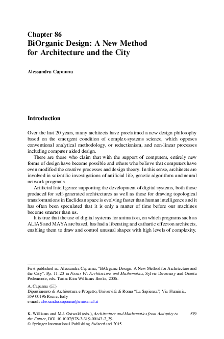 (PDF) BiOrganic Design: A New Method for Architecture and the City