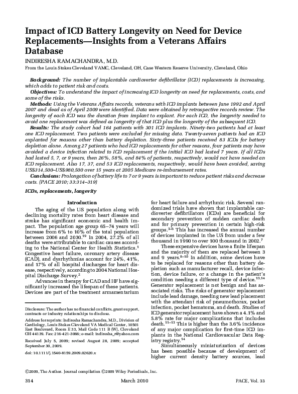 (PDF) Impact of ICD Battery Longevity on Need for Device Replacements ...
