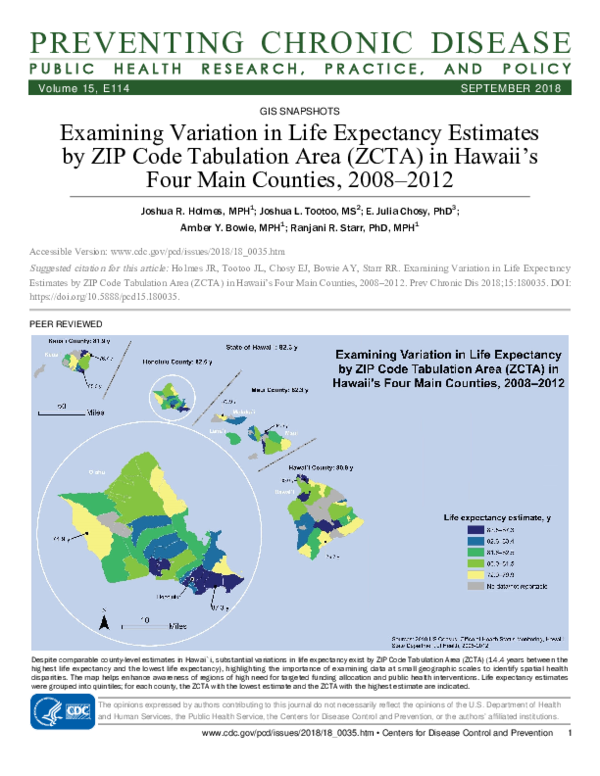 (PDF) Examining Variation in Life Expectancy Estimates by ZIP Code ...