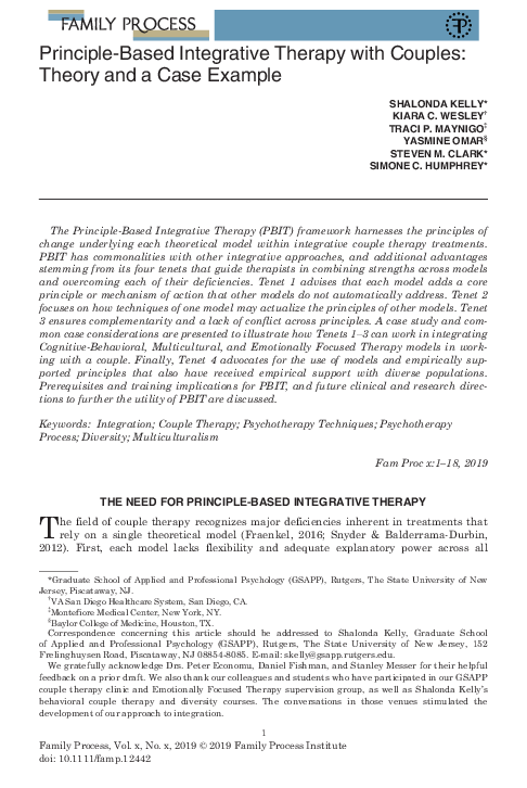 (PDF) Principle‐Based Integrative Therapy with Couples: Theory and a ...