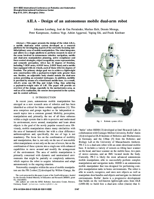 (PDF) AILA-Design of an autonomous mobile dual-arm robot