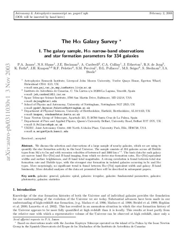 (PDF) The H? galaxy survey