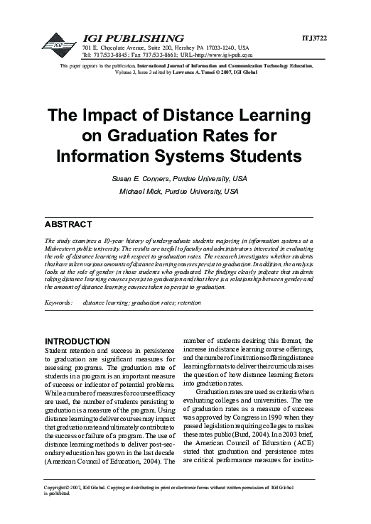 (PDF) The Impact of Distance Learning on Graduation Rates for ...