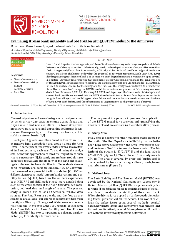 (PDF) Evaluating stream bank instability and toe erosion using BSTEM ...