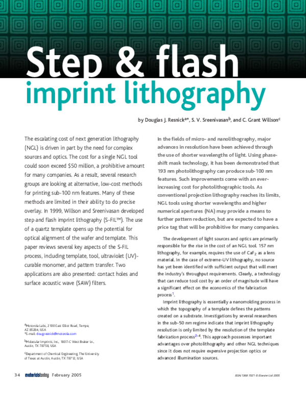 (PDF) Step & flash imprint lithography