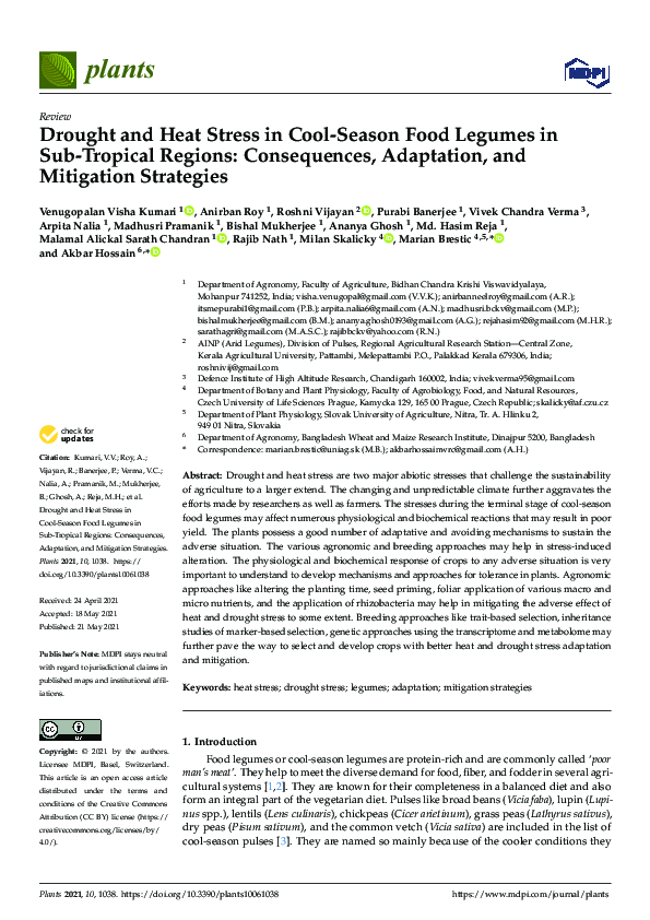 (PDF) Drought and Heat Stress in Cool-Season Food Legumes in Sub-Tropical Regions: Consequences ...
