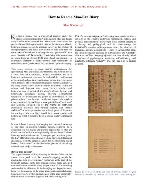 (PDF) How to Read a Mao-Era Diary