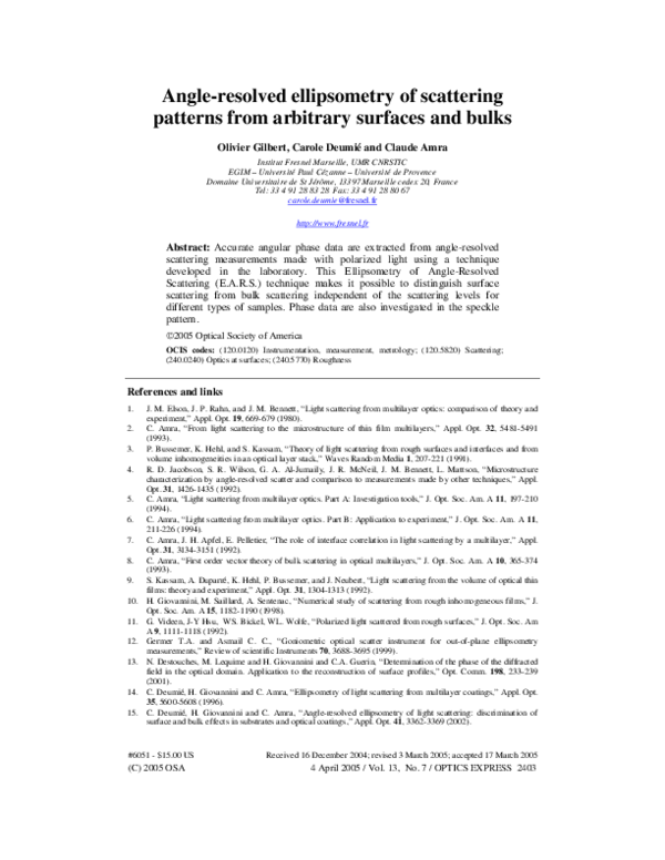 (PDF) Angle-resolved ellipsometry of scattering patterns from arbitrary ...