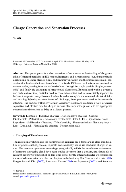 (PDF) Charge Generation and Separation Processes