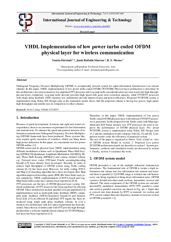 (PDF) VHDL Implementation of low power turbo coded OFDM physical layer for wireless communication