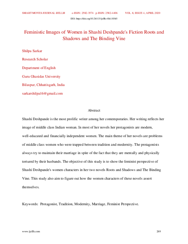 (PDF) Feministic Images of Women in Shashi Deshpande's Fiction Roots ...