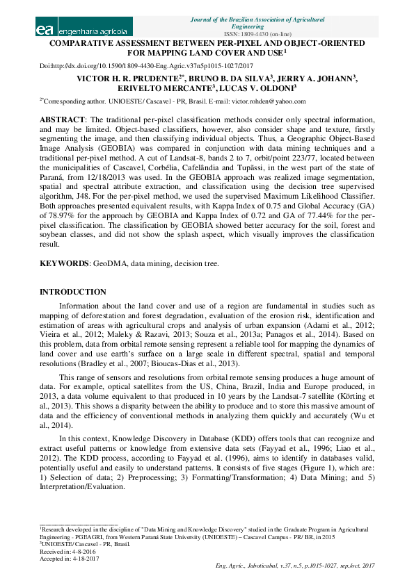 Pdf Comparative Assessment Between Per Pixel And Object Oriented For