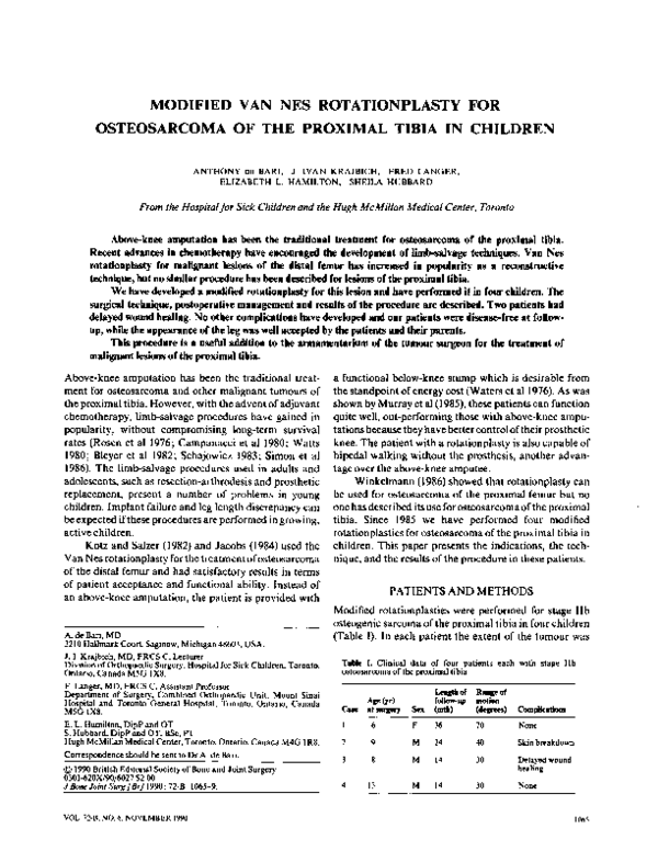 (PDF) Modified Van Nes rotationplasty for osteosarcoma of the proximal ...