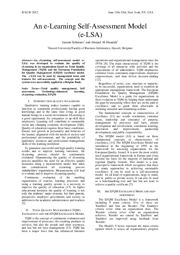 (PDF) E-learning self-assessment model (e-LSA)