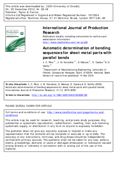 (PDF) Automatic determination of bending sequences for sheet metal ...