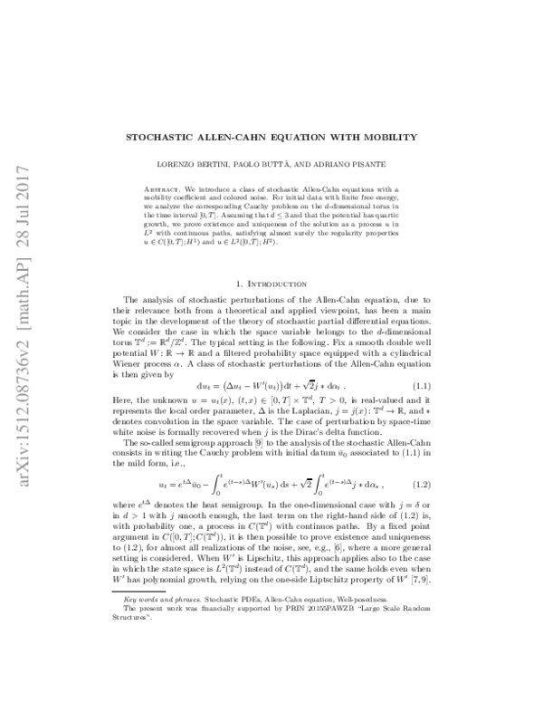 Pdf Stochastic Allen Cahn Equation With Mobility