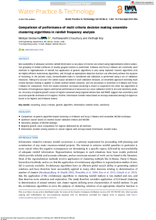 Pdf Comparision Of Performance Of Multi Criteria Decision Making Ensemble Clustering