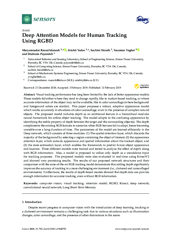 (PDF) Deep Attention Models for Human Tracking Using RGBD