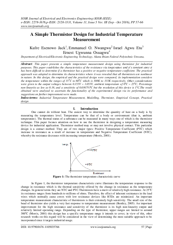 (PDF) A Simple Thermistor Design for Industrial Temperature Measurement