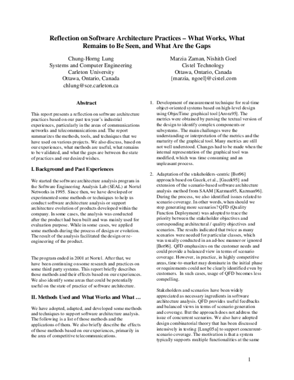 (PDF) Reflection on Software Architecture Practices - What Works, What ...
