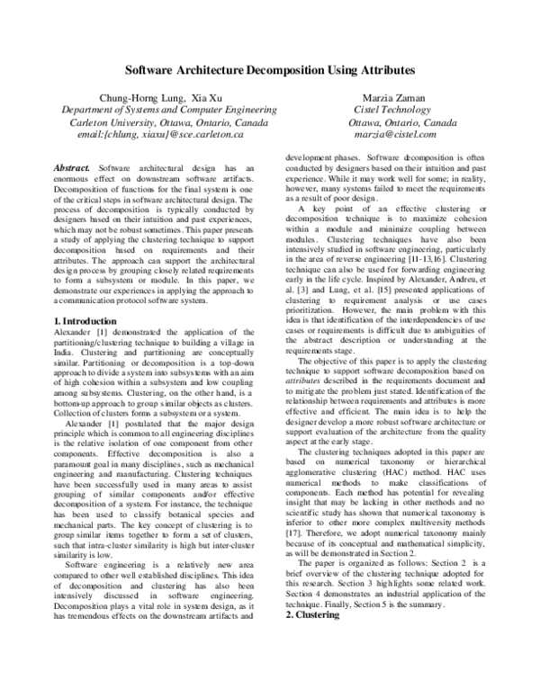 (PDF) Software Architecture Decomposition Using Attributes