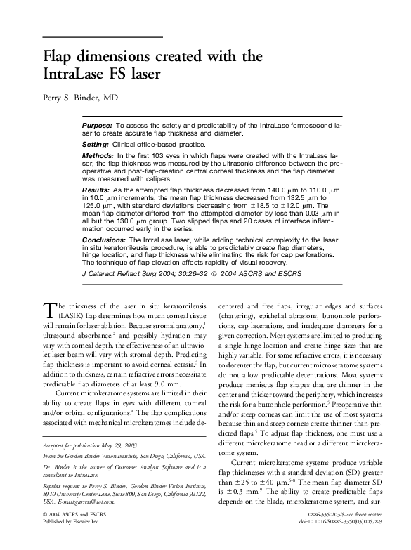(PDF) Flap dimensions created with the IntraLase FS laser