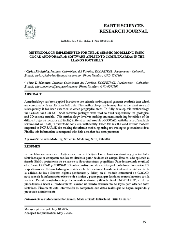 (PDF) Methodology Implemented for the 3D-SEISMIC Modelling Using Gocad and Norsar 3D Software ...